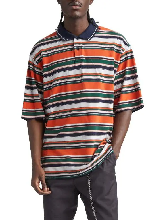 Martine Rose Oversize Stripe Polo - Green/orange