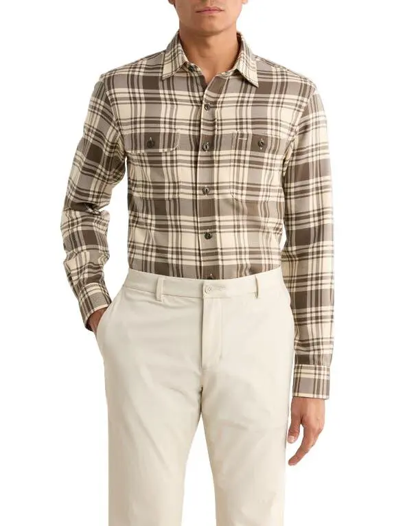 Ralph Lauren Purple Label Plaid Cotton Button-up Shirt - Thicket Moss/cream