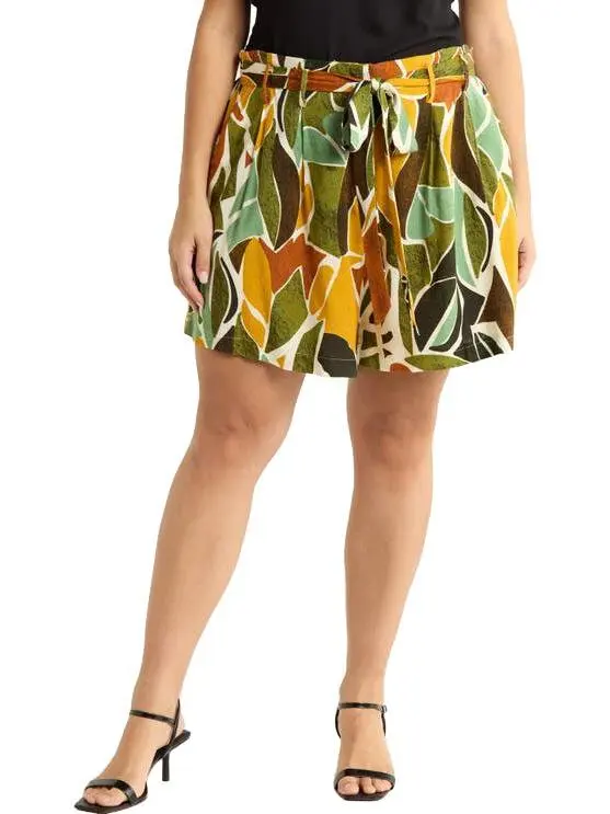 SUGARLIPS Tropical Wave High-waist Shorts - Brown-orange