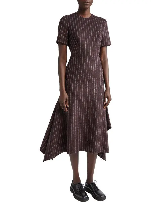 Erdem Pinstripe Wool & Mohair-blend Midi Dress - Dark Plum