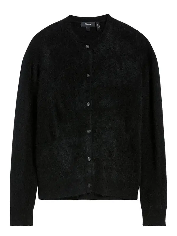 Theory Brushed Cashmere Cardigan - Black