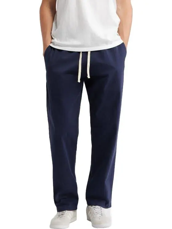 STANDARD ISSUE Cotton Stretch Poplin Drawstring Slacker Pants - Navy