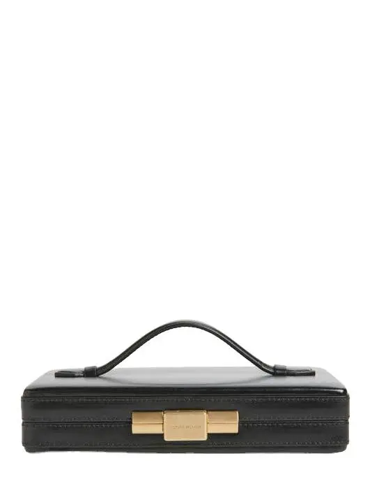 Victoria Beckham Leather Top Handle Box Clutch - Black