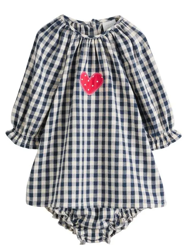 NEXT Gingham Dress And Bloomers Set - Blue