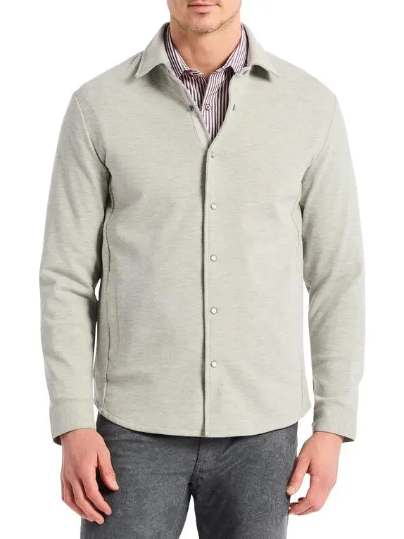 Robert Graham Kellan Knit Snap-up Shirt Jacket - Light Grey