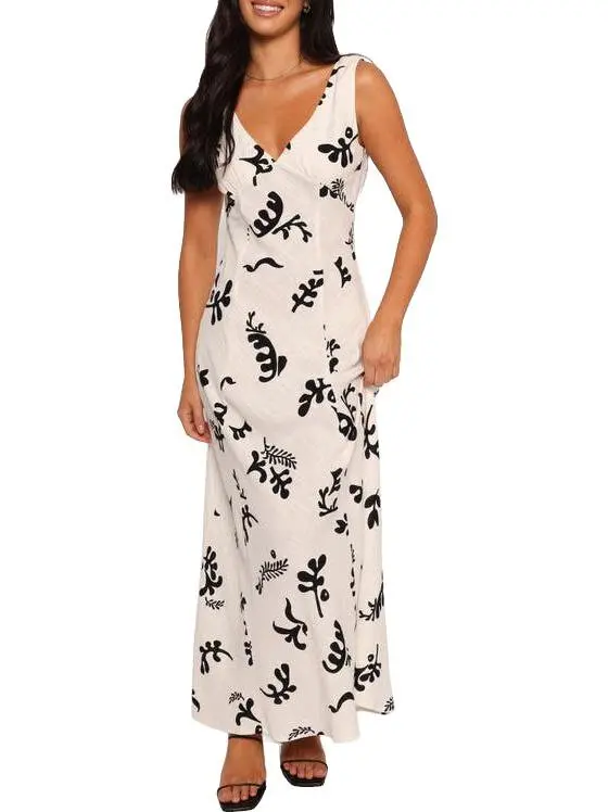 PETAL & PUP Abstract Print Maxi Dress - Off White Print