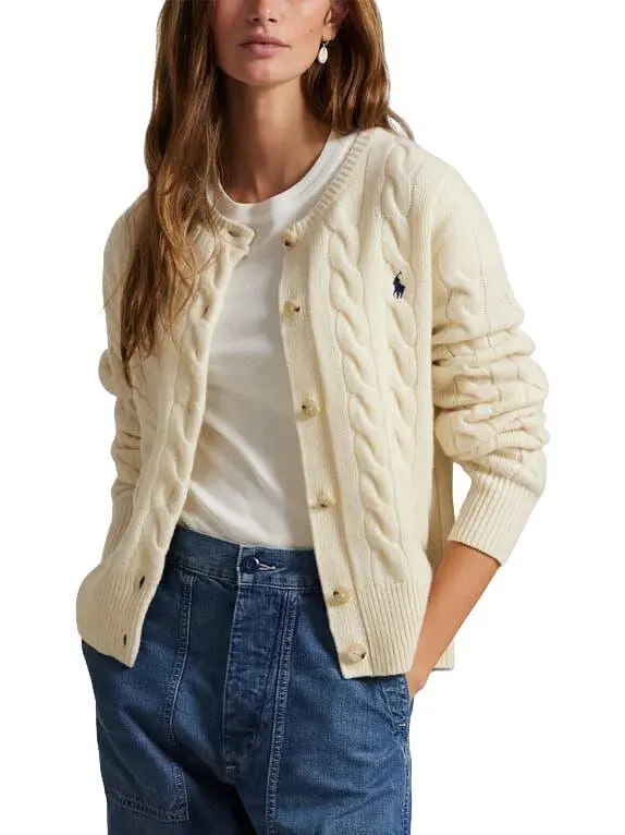 Ralph Lauren Cable-knit Wool & Cashmere Cardigan - Authentic Cream