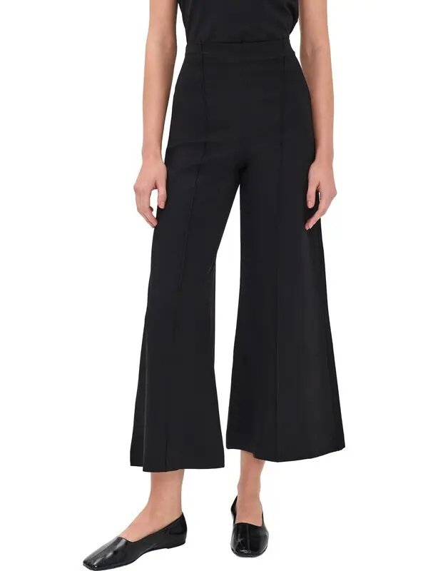 RIPLEY RADER Ponte Knit Cropped Wide Leg Pant - Black