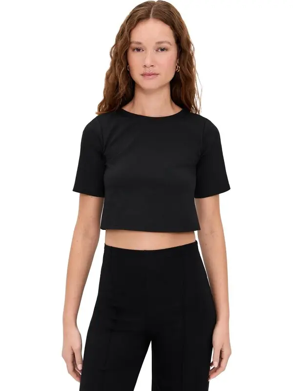 RIPLEY RADER Ponte Knit Short Sleeve Top - Black