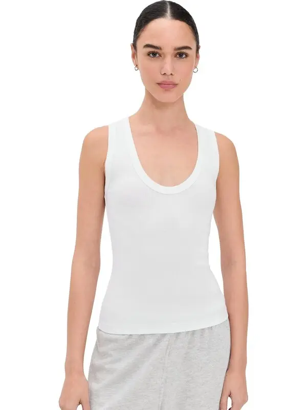 PERFECTWHITETEE Jordan U Neck Ribbed Tank - White