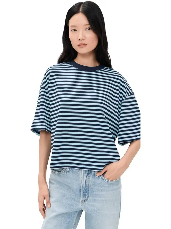 Lioness Striped Short Sleeve Tee - Navy Sea Stripe