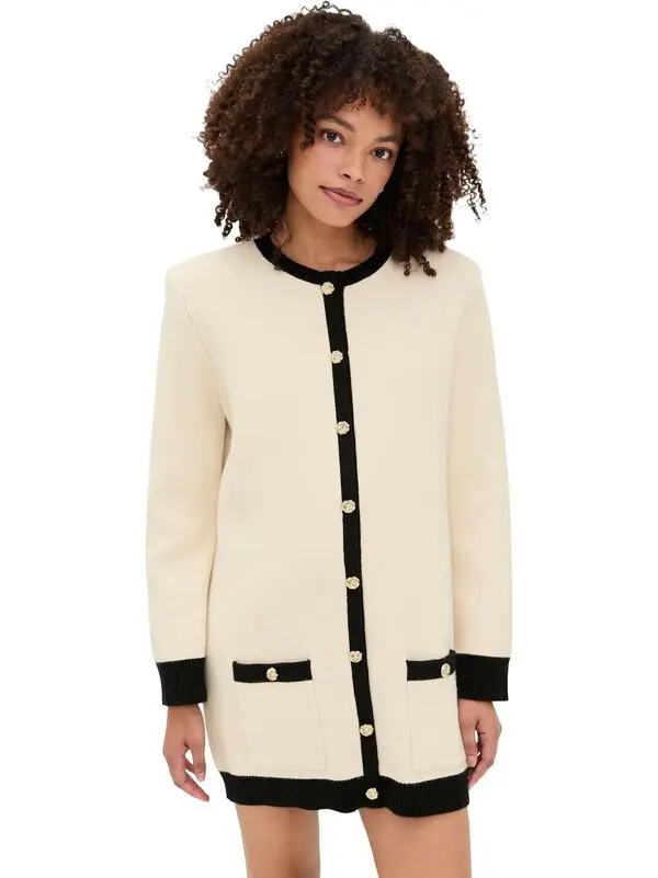 LE BOP Button Detailed Sweater Dress - Ivory