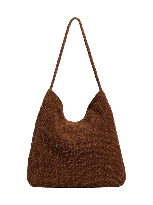 BEMBIEN Suede Woven Sera Tote - Brown Suede