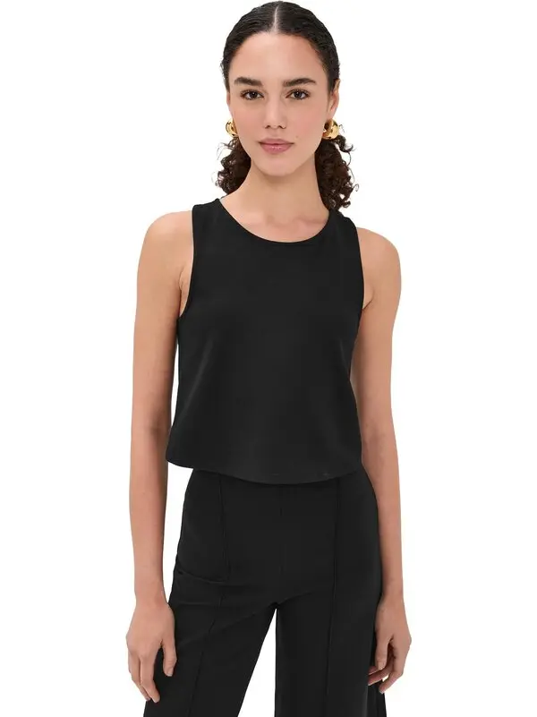 RIPLEY RADER Ponte Knit Racerback Tank Top - Black
