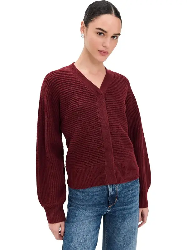 LE BOP Mira Stitched Cardigan - Cabernet