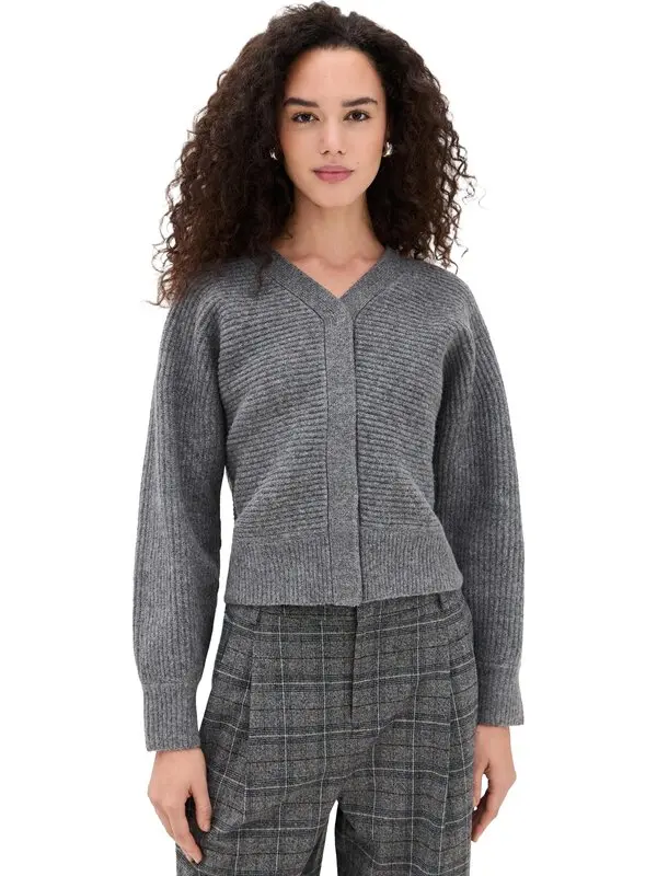 LE BOP Mira Stitched Cardigan - Charcoal