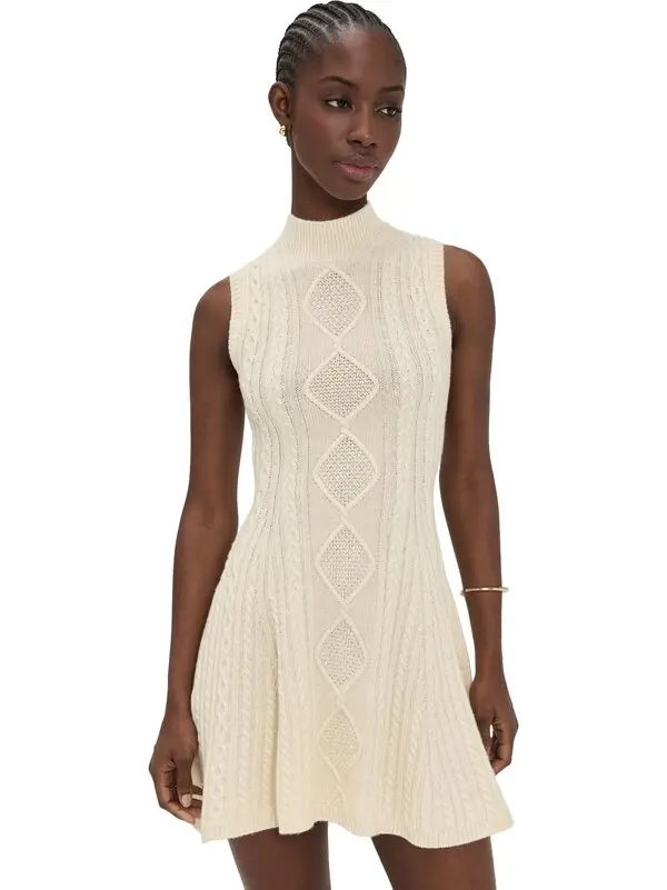 Staud Cable Knit Mini Dress - Ivory