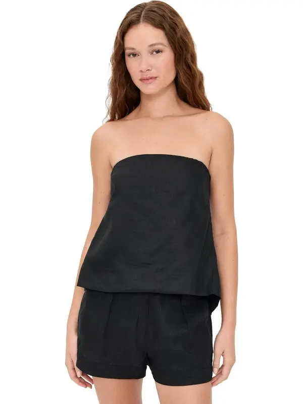 L*Space Tessa Strapless Linen Top - Black