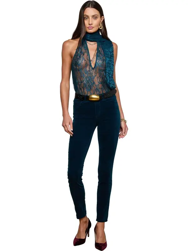 L'Agence Marguerite Velvet Skinny Jean - Deep Teal