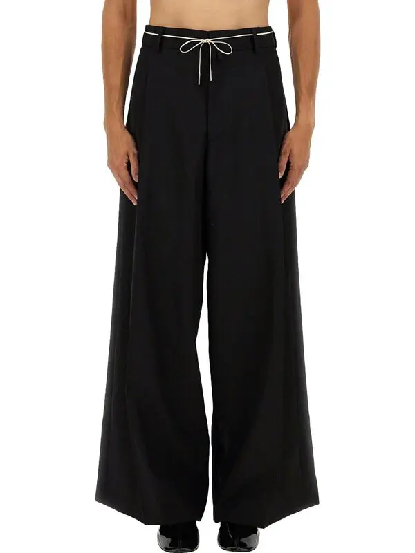 Dries Van Noten Wide Leg Pleated Trousers - Black