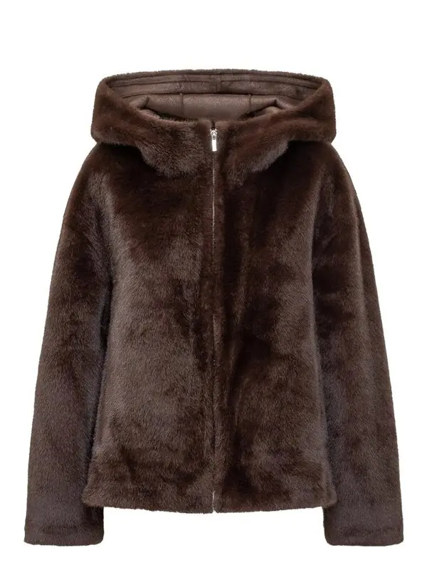 Ba&sh Faux Fur Hooded Jacket - Brown