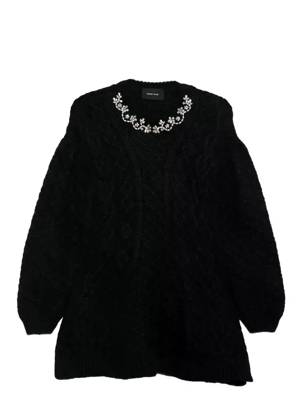 Simone Rocha Embellished Round Neck Sweater - Black
