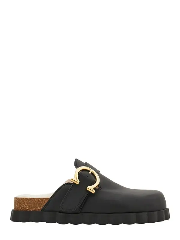 FERRAGAMO Gancini Clog - Black