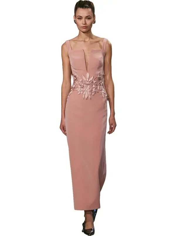 GEORGES HOBEIKA Embroidered Column Gown - Light Pink