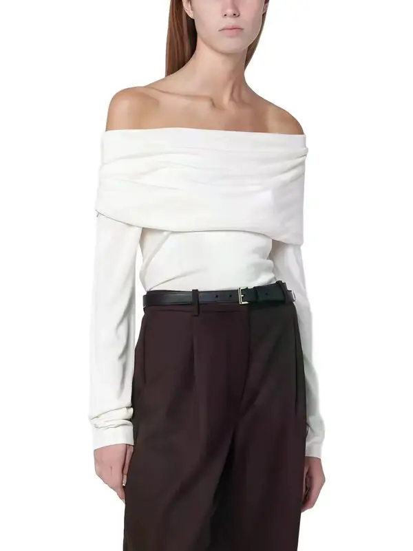 Almada Label Draped Maglia Top - Neutrals