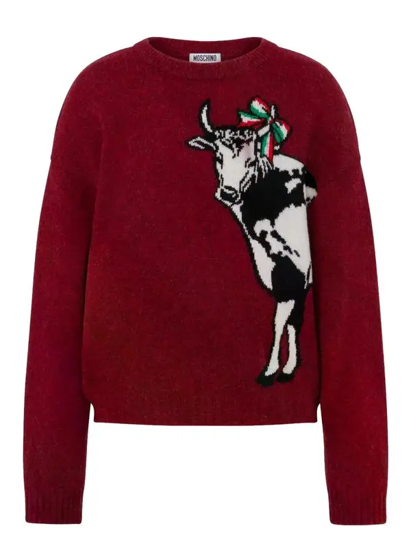 Moschino Patterned Intarsia Sweater - Red
