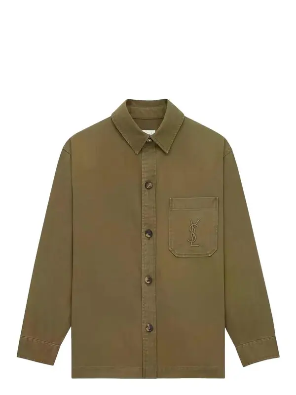 Saint Laurent Cassandre Patch-pocket Overshirt - Green