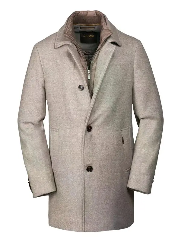 MOORER Monferrato-lp Buttoned Coat - Neutrals
