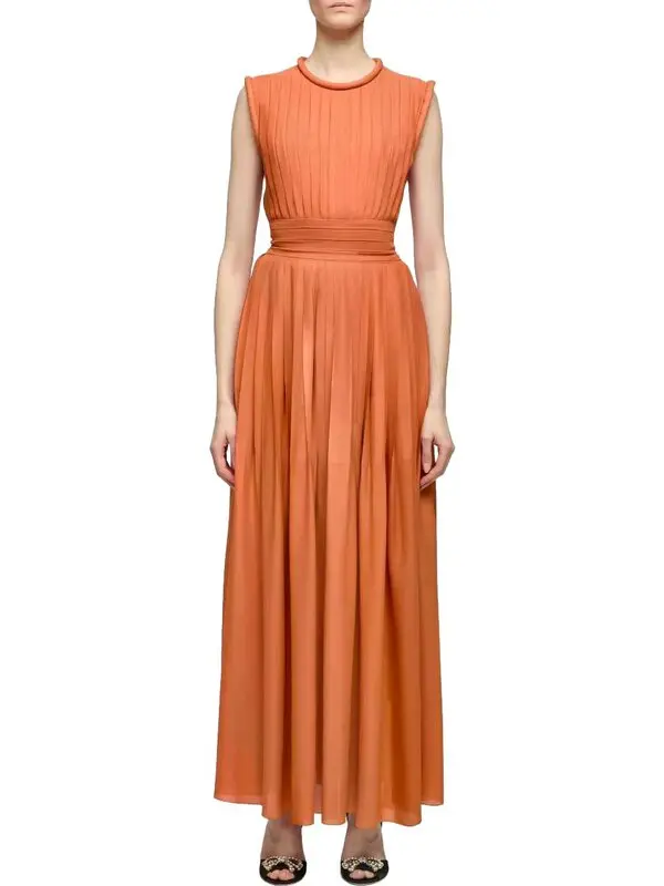 Giambattista Valli Pleated Sleeveless Dress - Orange