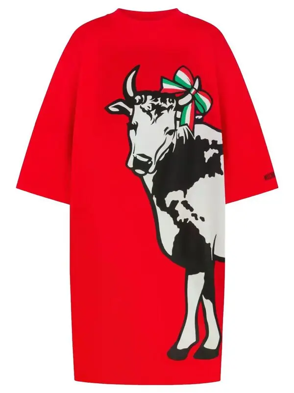 Moschino Graphic-print Cotton Dress - Red