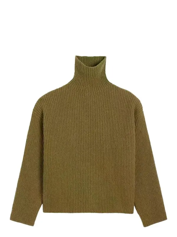Ami Funnel-neck Wool Sweater - Green