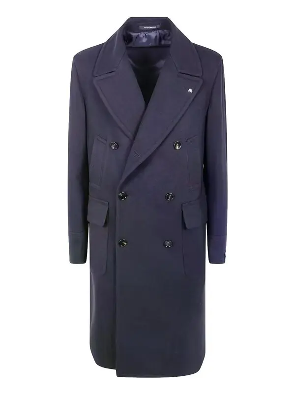 Tagliatore Long-sleeved Double-breasted Coat - Blue