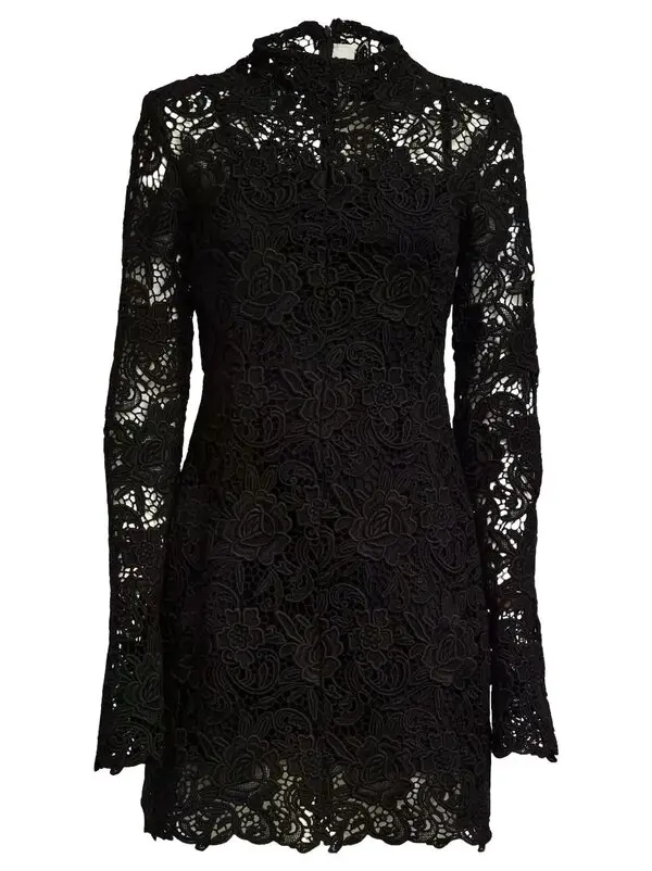 Sportmax Lace Long-sleeve Mini Dress - Black