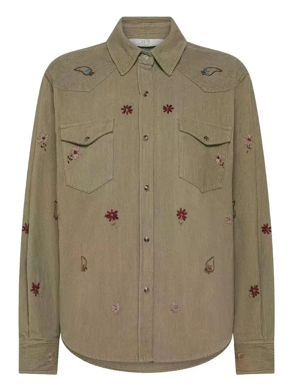Seventy Embroidered Corduroy Shirt - Neutrals