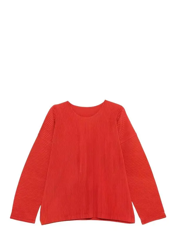Issey Miyake Pleated Long-sleeved T-shirt - Red