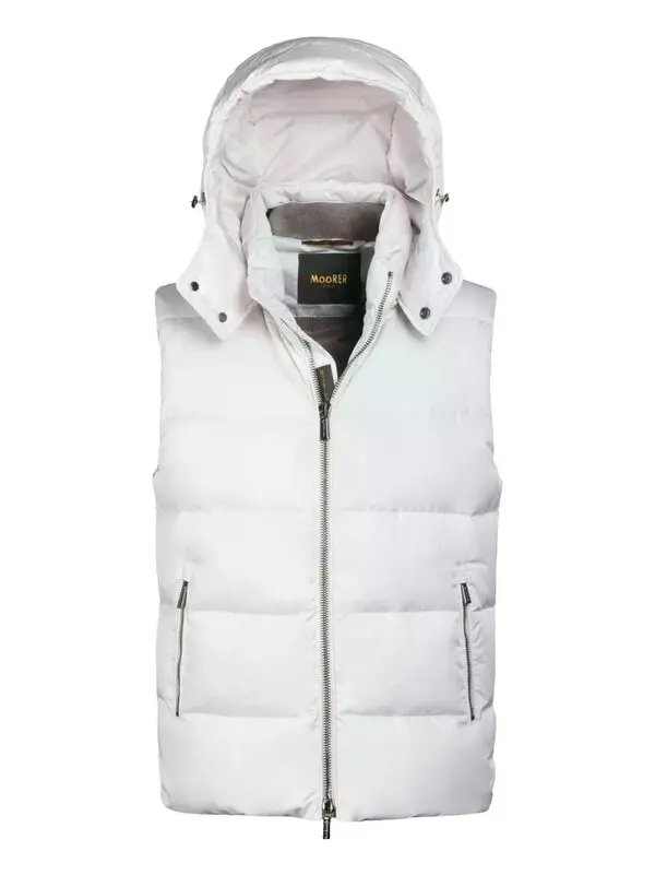MOORER Fire Hooded Gilet - White