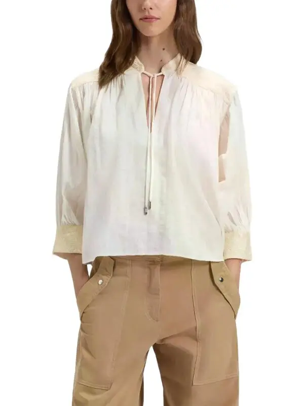 BOSS Embroidered Cotton Blouse - Neutrals