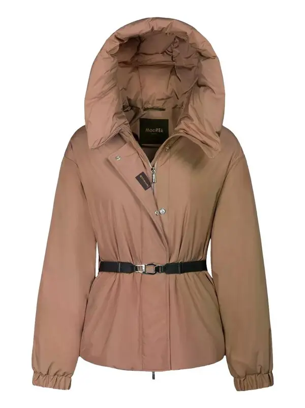 MOORER Hooded Belted Jacket - Neutrals