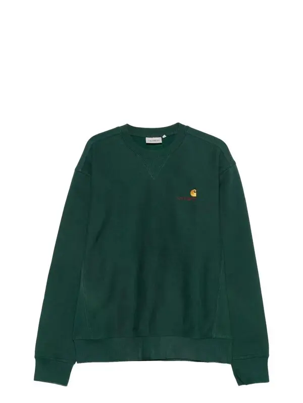 Carhartt Work In Progress American Scrip Embroidered-logo Sweatshirt - Green