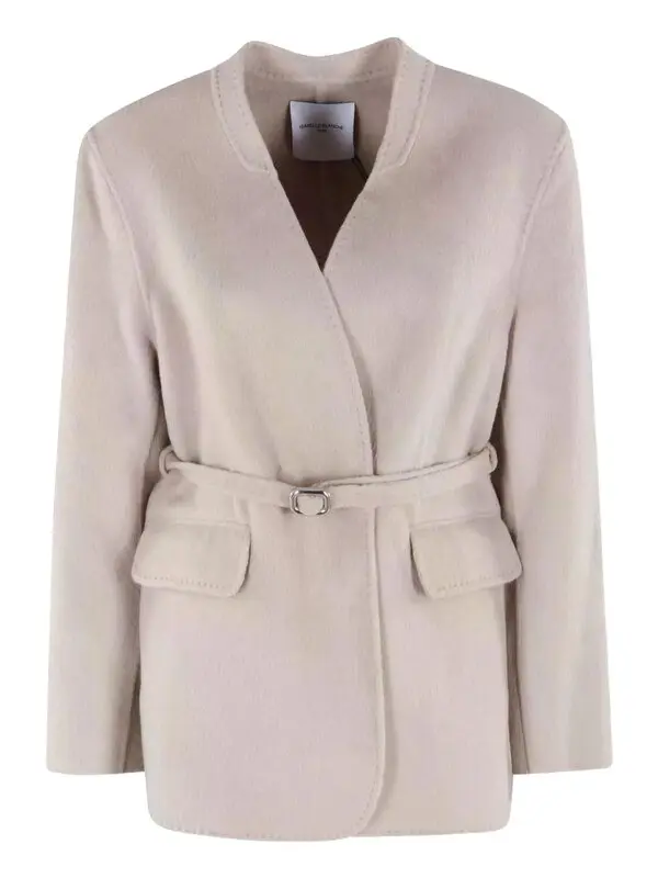 ISABELLE BLANCHE Belted Collarless Jacket - Neutrals