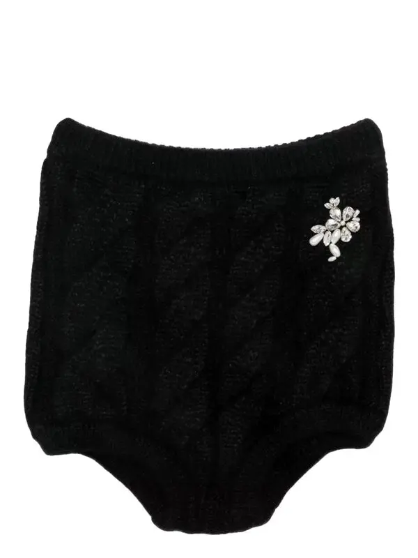 Simone Rocha Embellished Cable Knit Shorts - Black