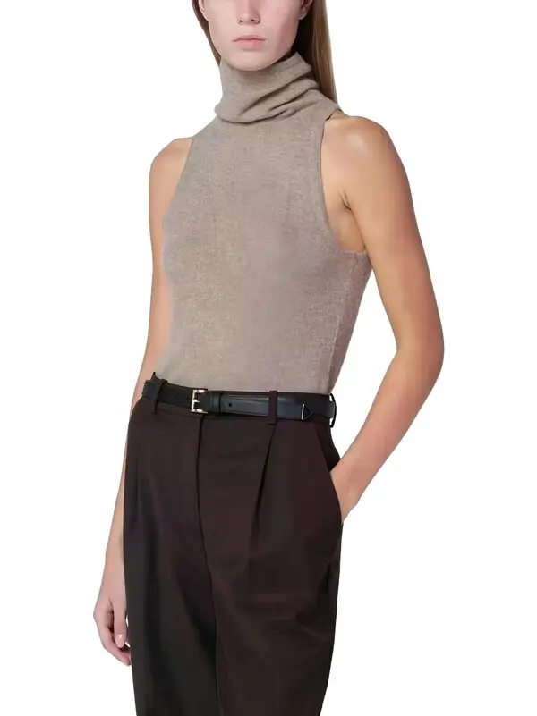 Almada Label Roll-neck Sleeveless Top - Neutrals