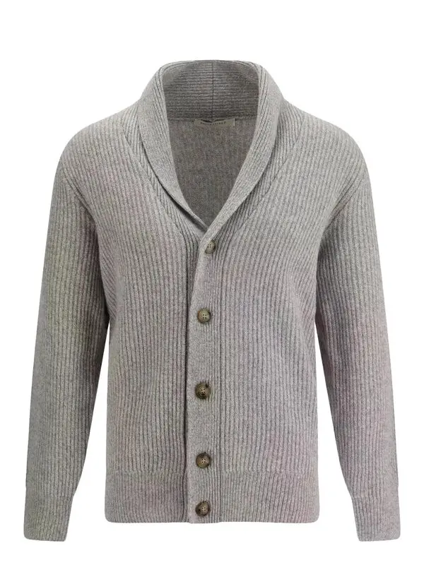 BROOKSFIELD Shawl-collar Ribbed Cardigan - Grey