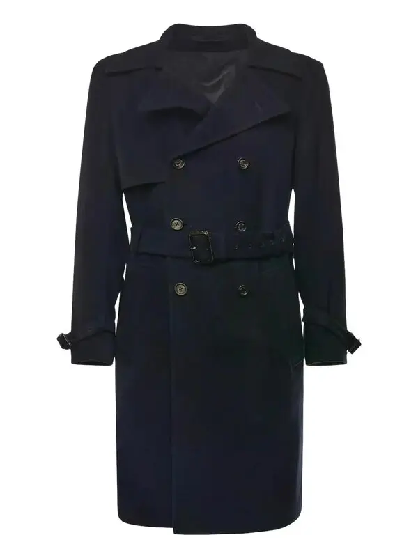 Eleventy Belted Double-breasted Trench Coat - Blue