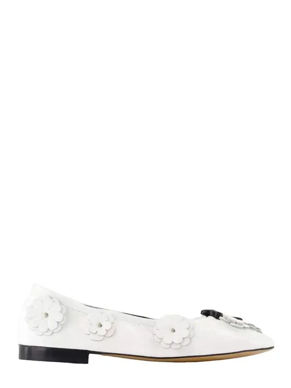 Cecilie Bahnsen Flower-embellishment Ballet Flats - White