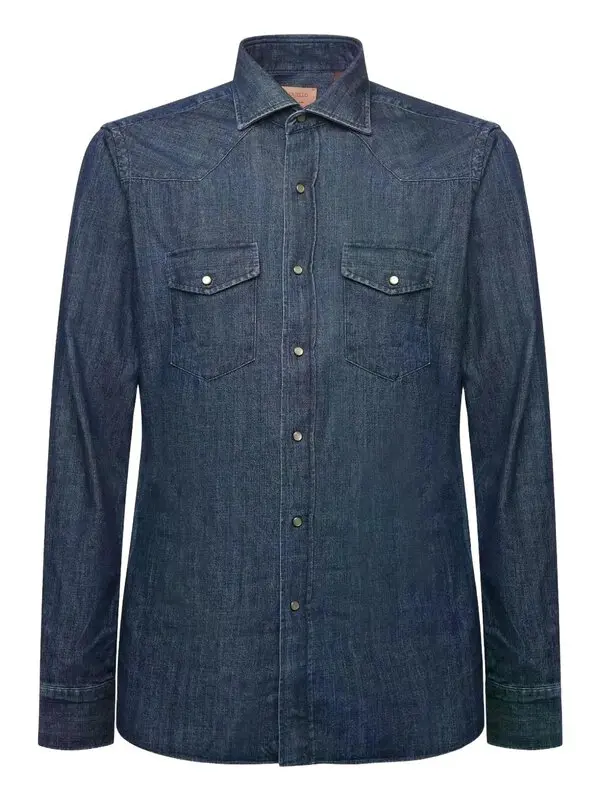 LUIGI BORRELLI Flap-pocket Shirt - Blue